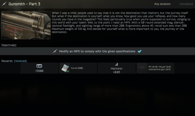 【EFT】タスク攻略-『gunsmith part3』【エスケープフロムタルコフ】 - 寝ても覚めても